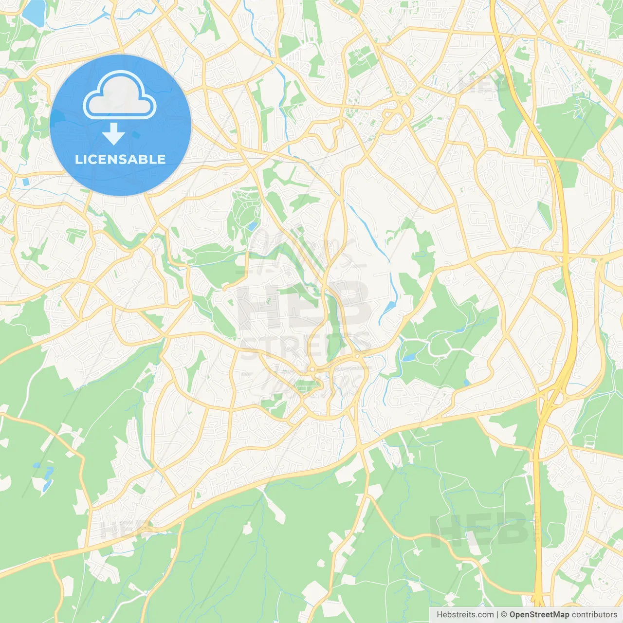 Halesowen, England Vector Map - Classic Colors – HEBSTREITS