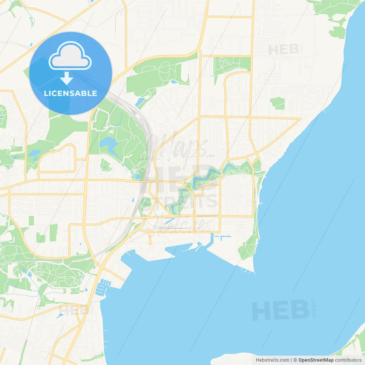 Fredericia, Denmark Vector Map - Classic Colors – HEBSTREITS
