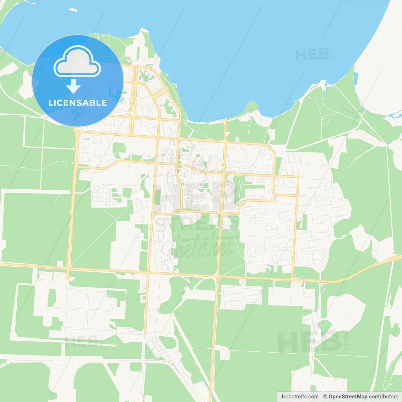 Snezhinsk, Russia Vector Map - Classic Colors – HEBSTREITS