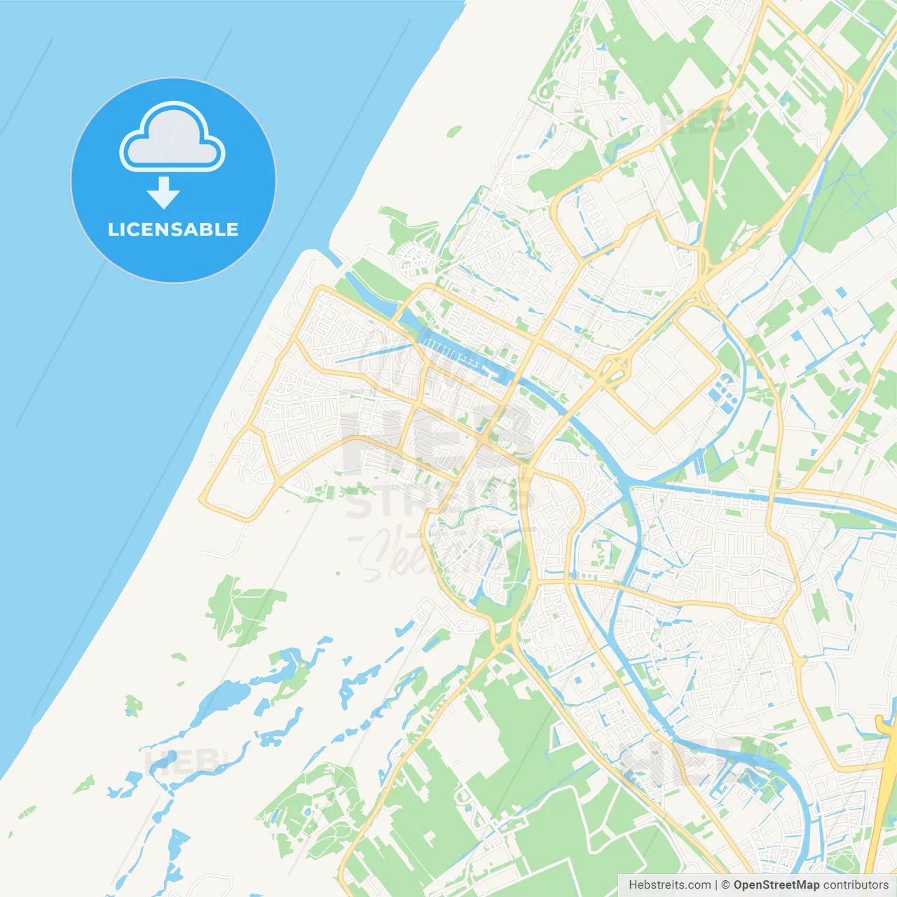 Katwijk, Netherlands Vector Map - Classic Colors – HEBSTREITS
