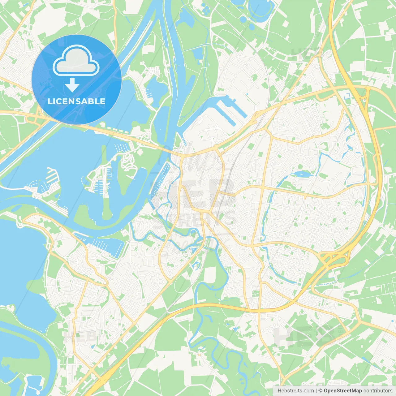Roermond, Netherlands Vector Map - Classic Colors – HEBSTREITS