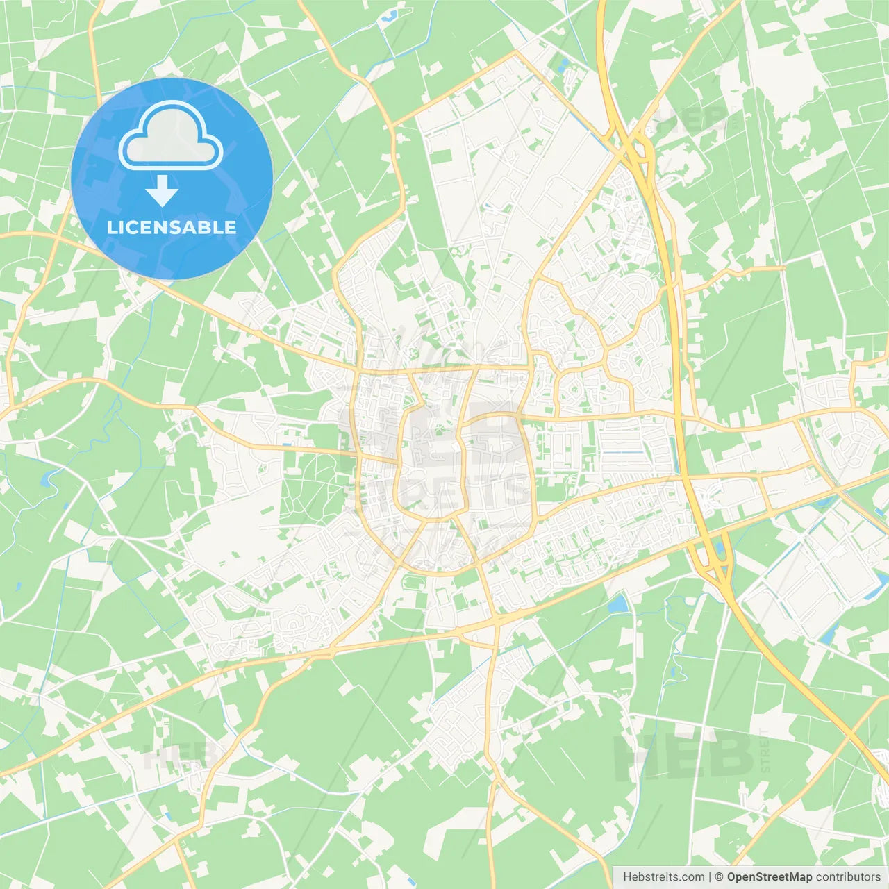 Venray, Netherlands Vector Map - Classic Colors – HEBSTREITS