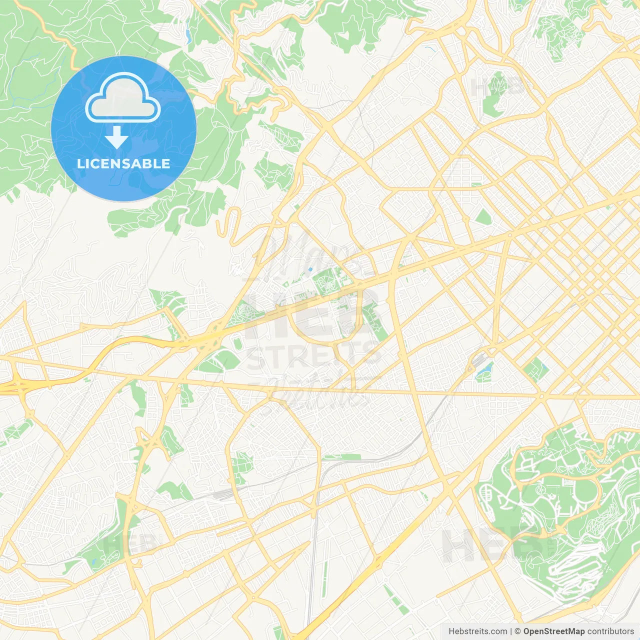 Les Corts, Spain Vector Map - Classic Colors – HEBSTREITS