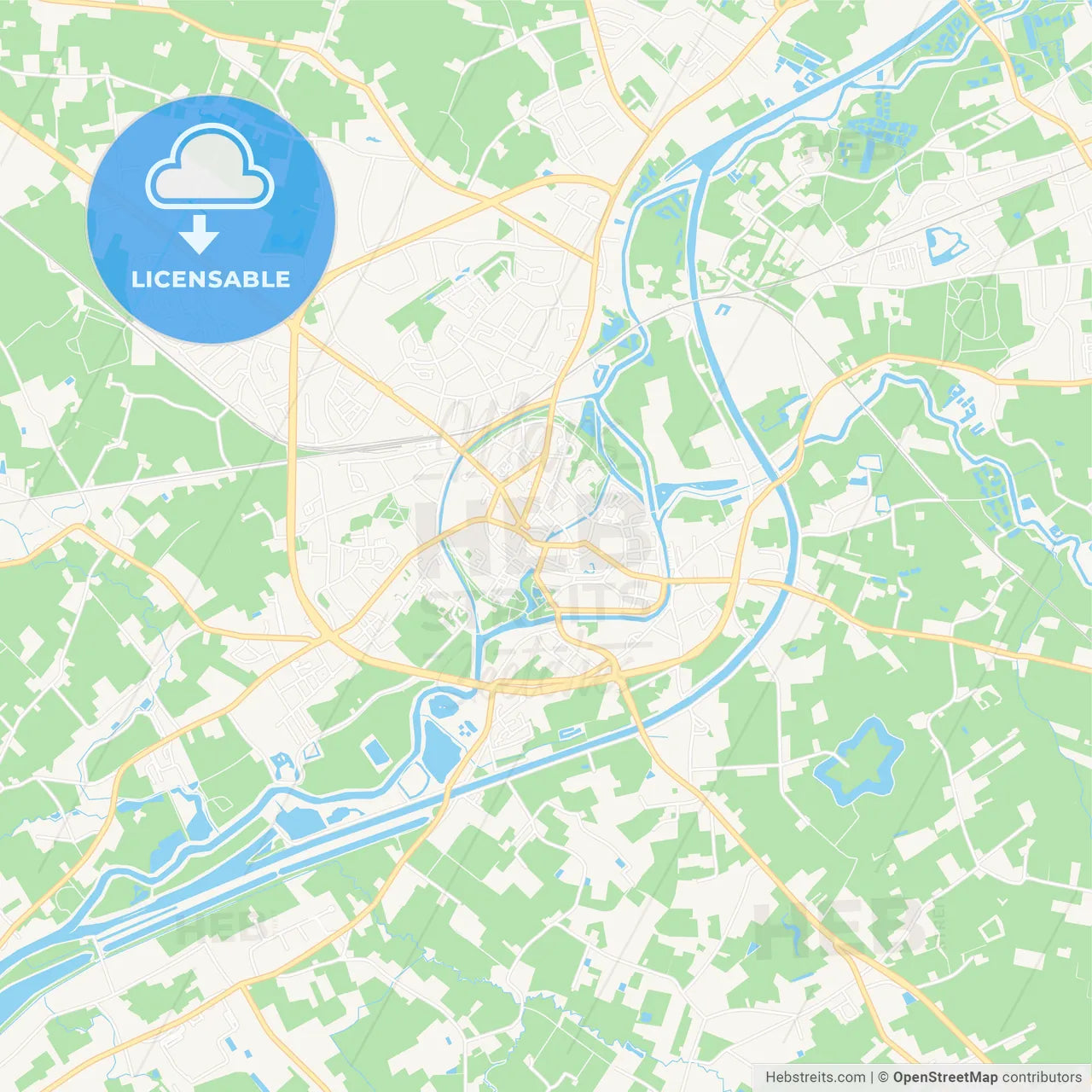 Lier , Belgium Vector Map - Classic Colors – HEBSTREITS