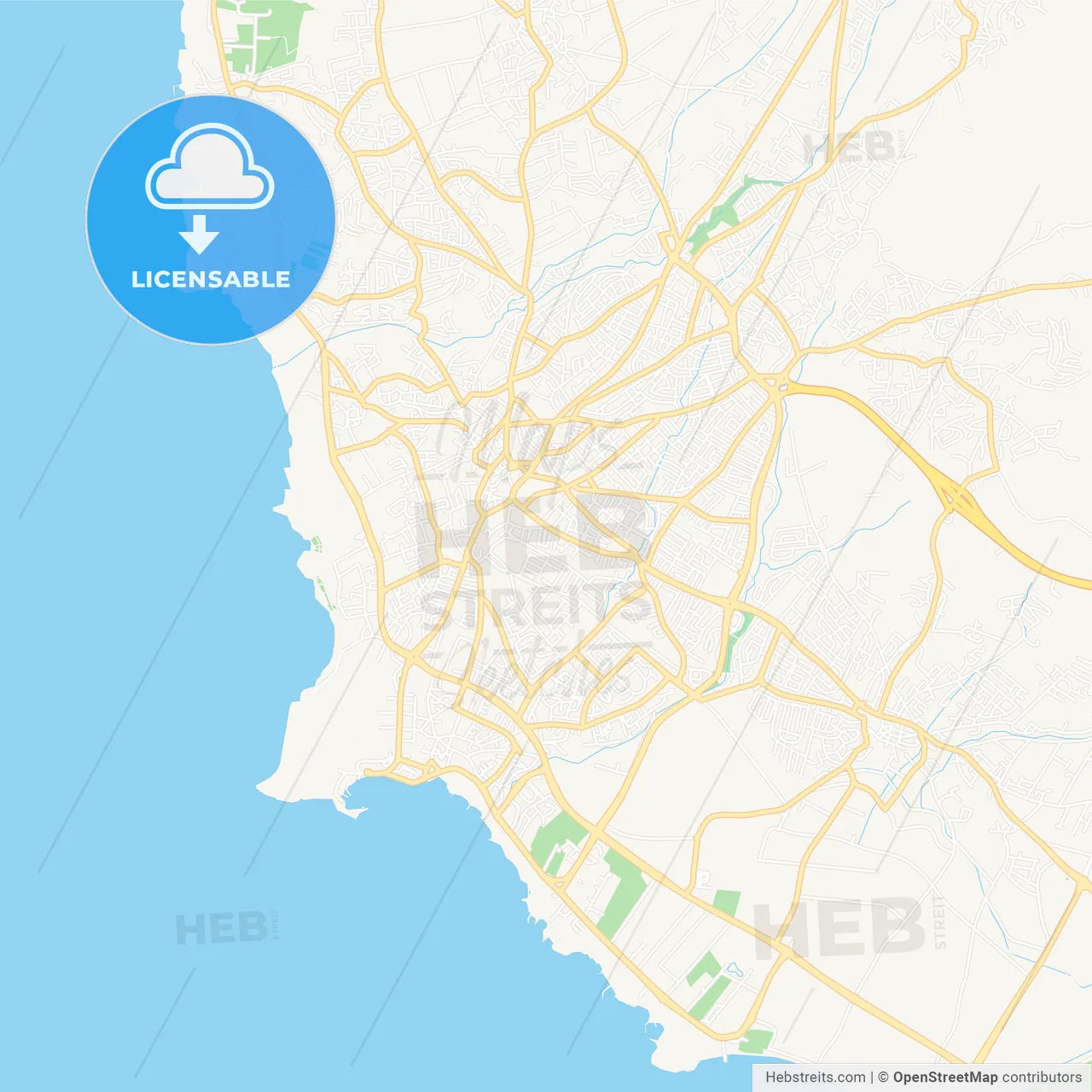 Paphos , Cyprus Vector Map - Classic Colors – HEBSTREITS