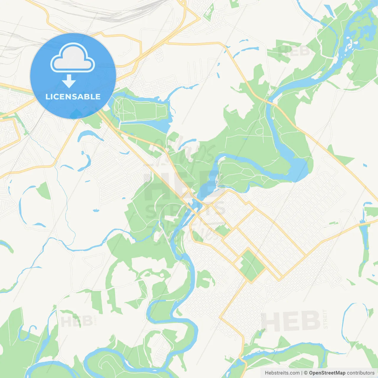 Orsk, Russia Vector Map - Classic Colors – HEBSTREITS