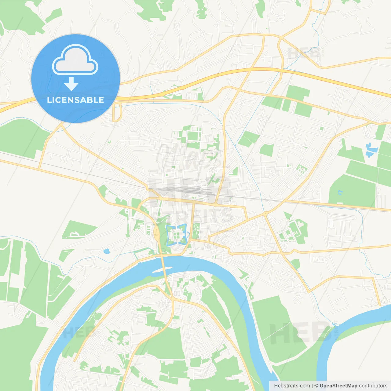 Slavonski Brod , Croatia Vector Map - Classic Colors – HEBSTREITS