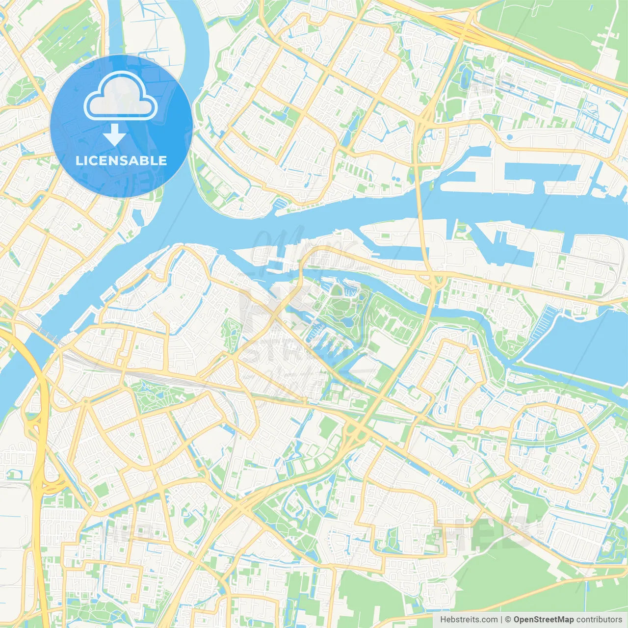 Dordrecht, Netherlands Vector Map - Classic Colors – HEBSTREITS