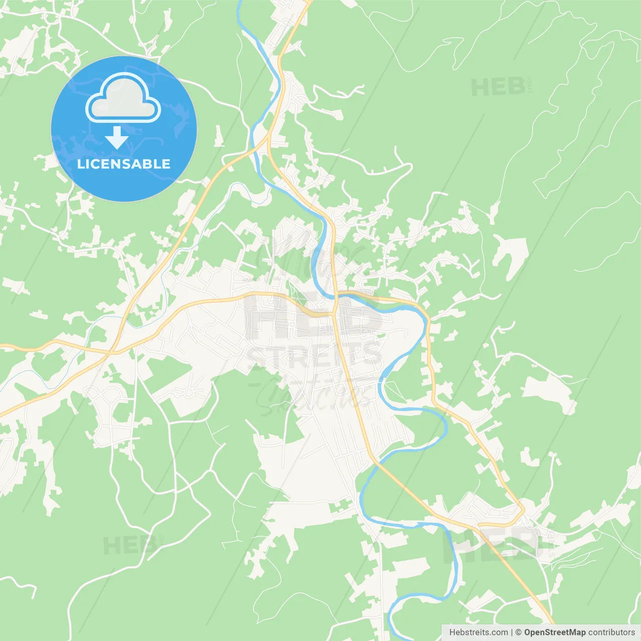 Teslic, Bosnia And Herzegovina Vector Map - Classic Colors – HEBSTREITS