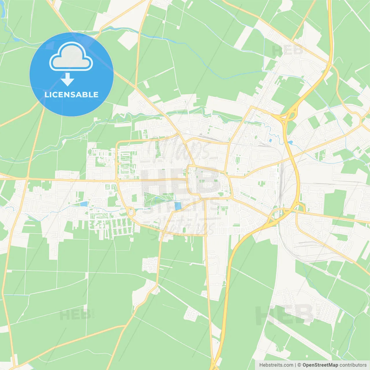 Prostejov, Czechia Vector Map - Classic Colors – HEBSTREITS