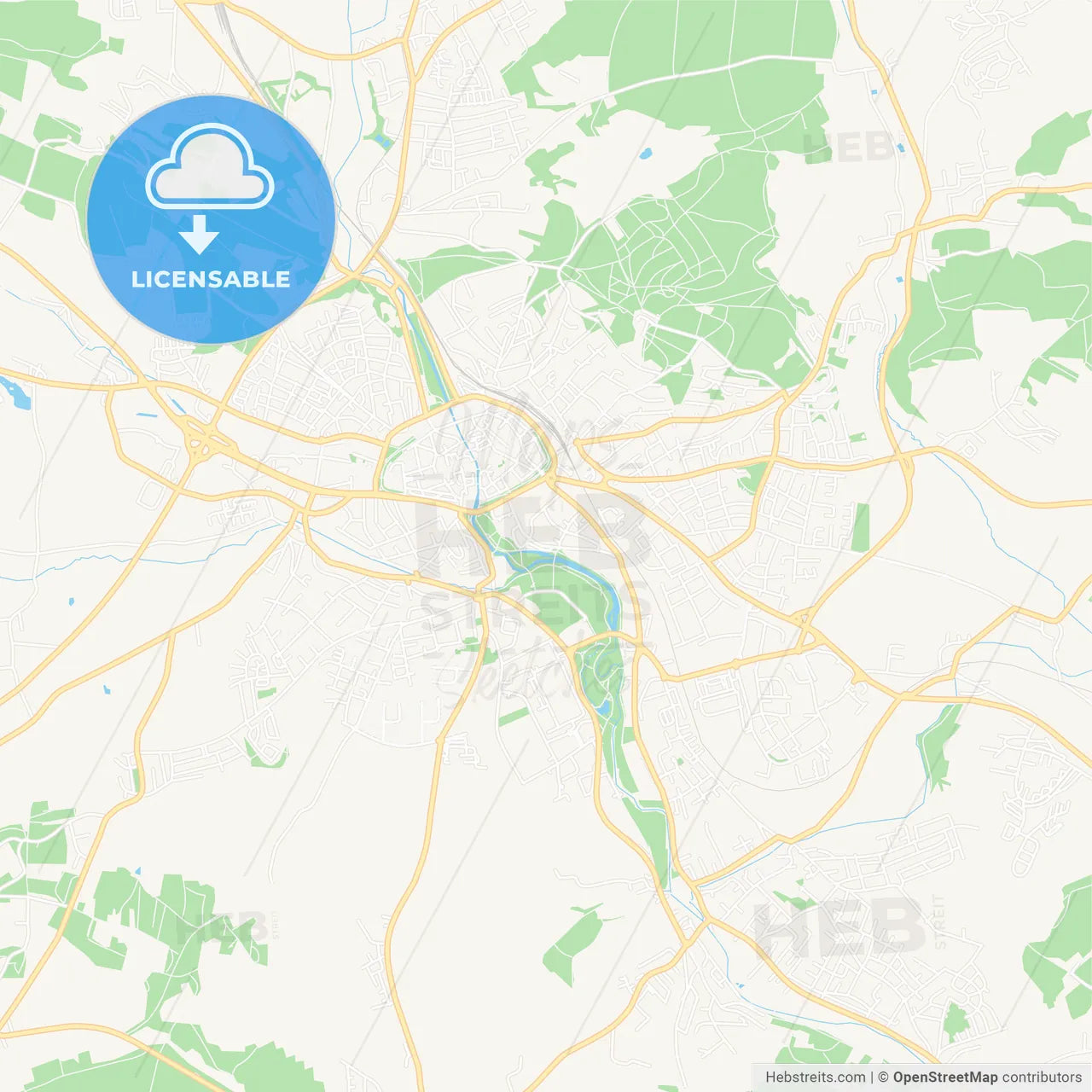 Amberg, Germany Vector Map - Classic Colors – HEBSTREITS