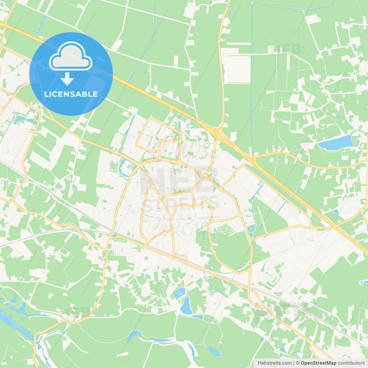 Zevenaar, Netherlands Vector Map - Classic Colors – HEBSTREITS