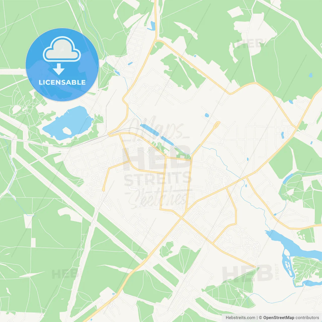 Fryazino, Russia Vector Map - Classic Colors – HEBSTREITS