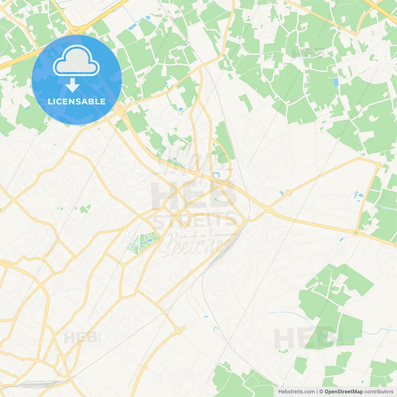Mouscron , Belgium Vector Map - Classic Colors – HEBSTREITS
