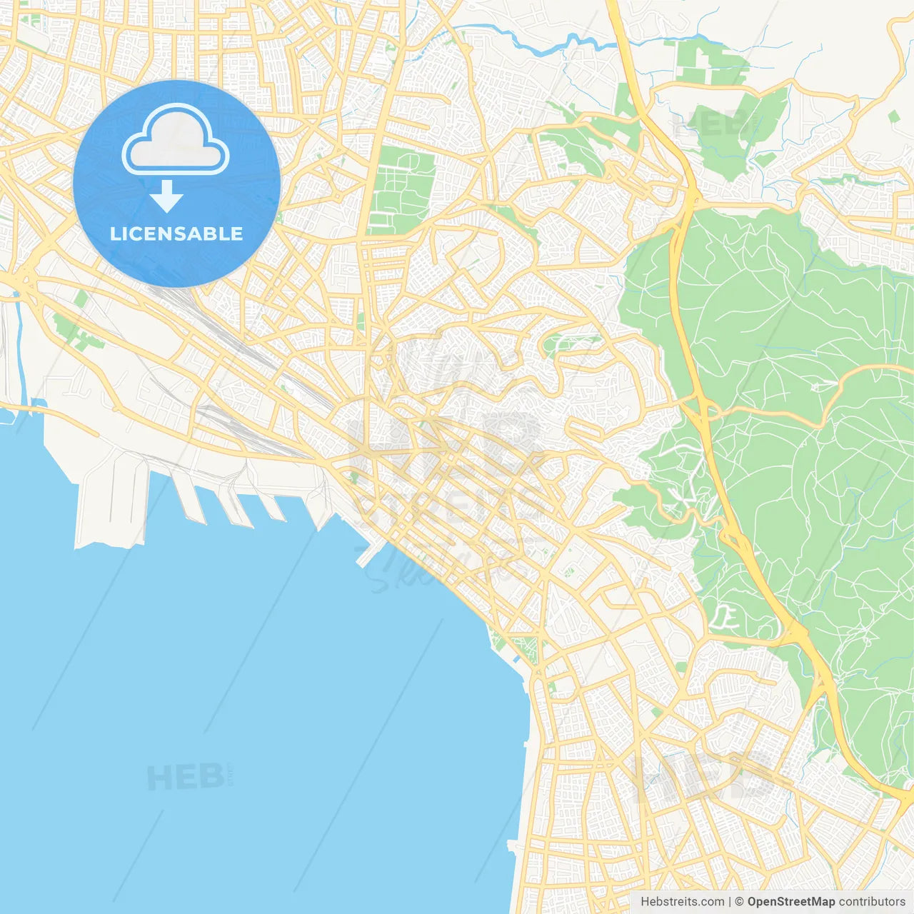Thessaloniki, Greece Vector Map - Classic Colors – HEBSTREITS