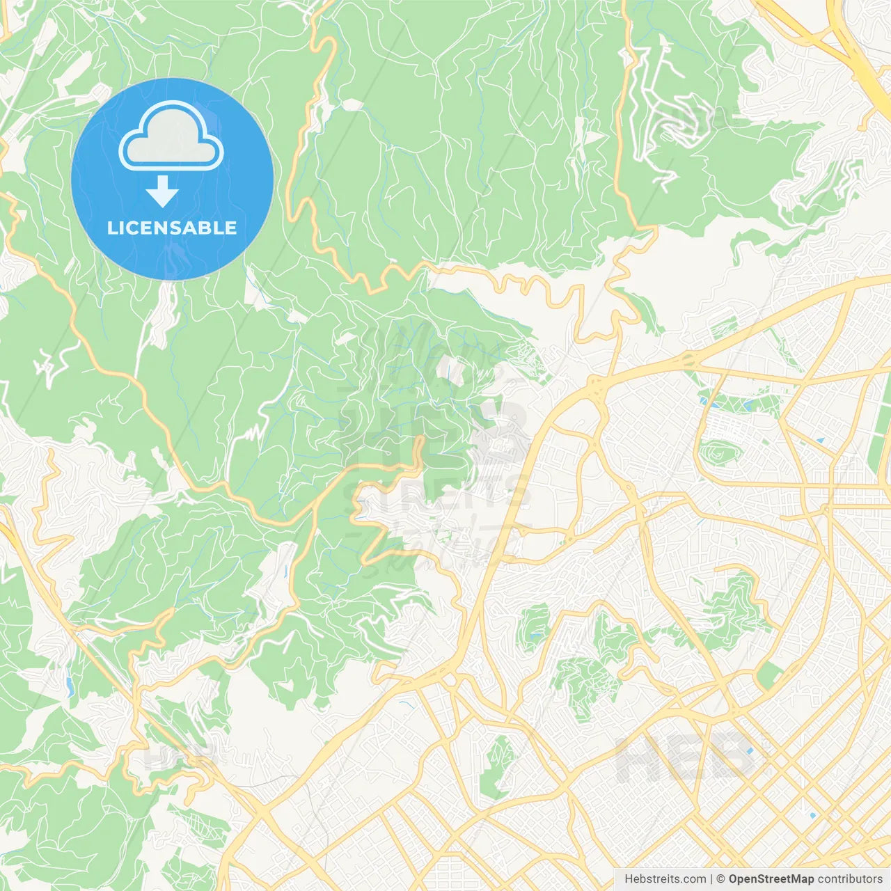 Horta-Guinardo, Spain Vector Map - Classic Colors – HEBSTREITS