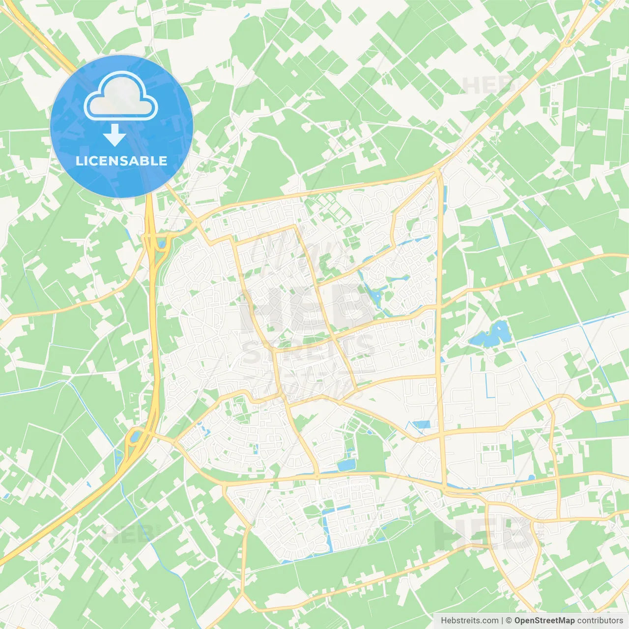 Uden, Netherlands Vector Map - Classic Colors – HEBSTREITS