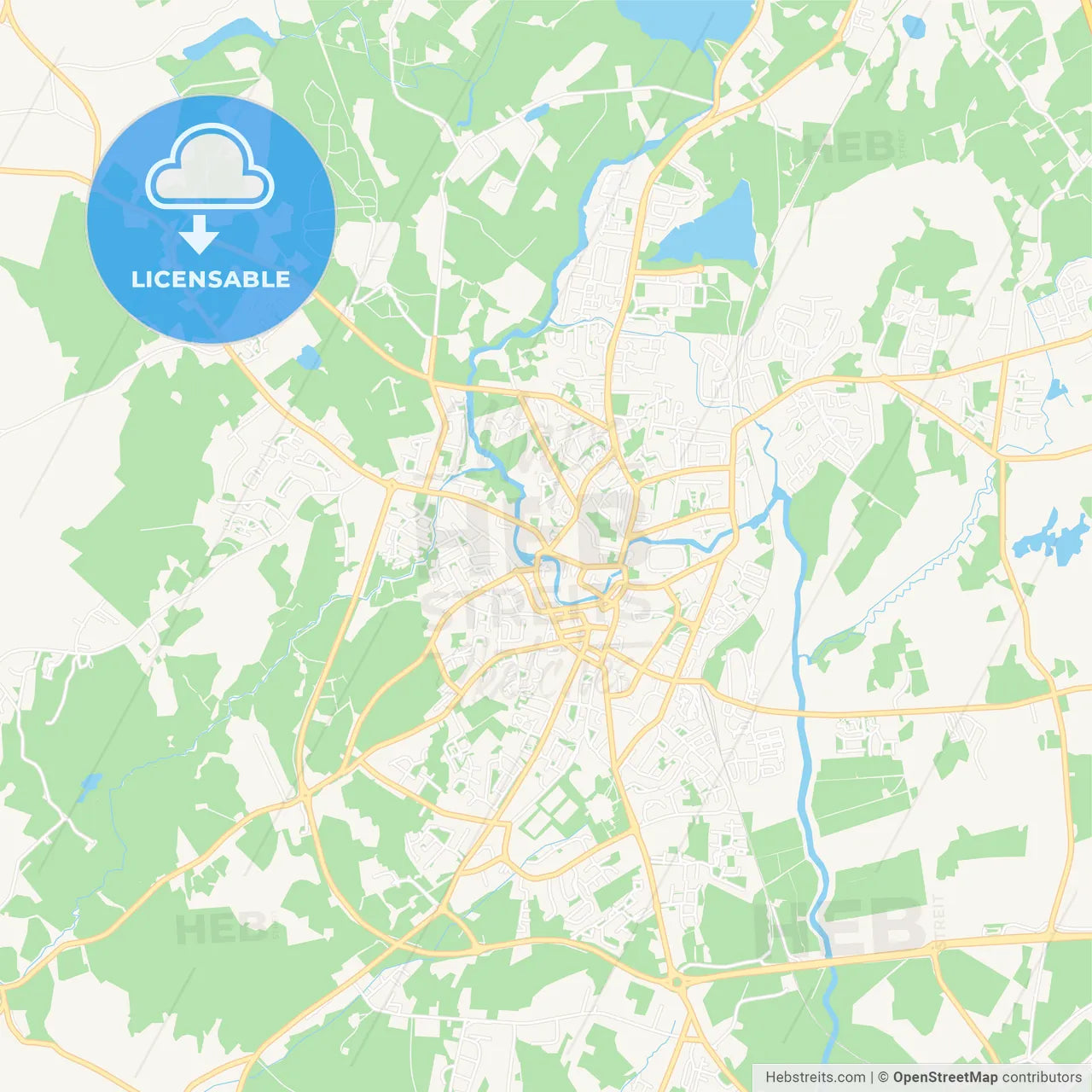 Ennis, Ireland Vector Map - Classic Colors – HEBSTREITS