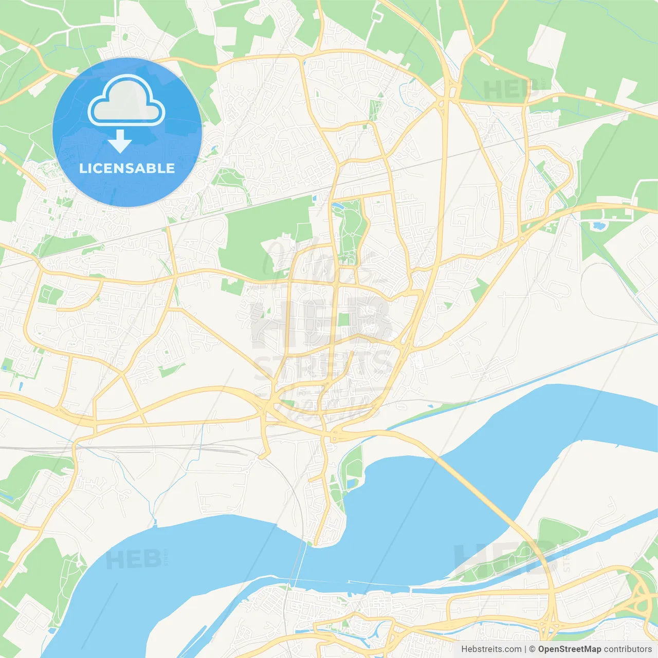 Widnes, England Vector Map - Classic Colors – HEBSTREITS