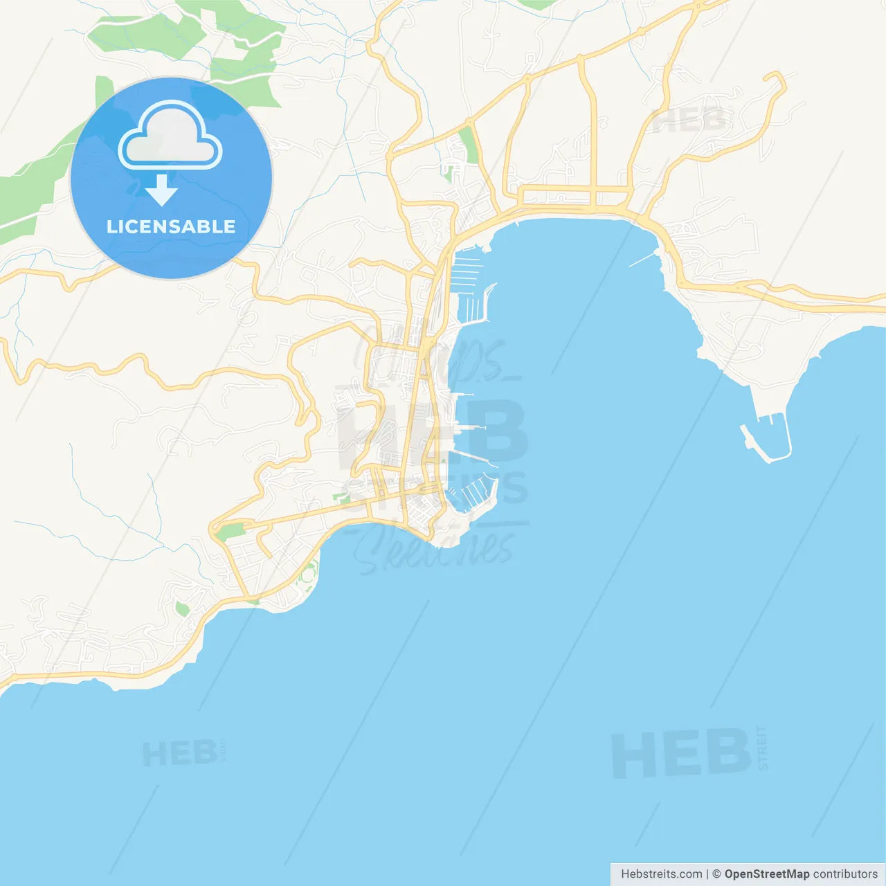 Ajaccio, France Vector Map - Classic Colors – HEBSTREITS