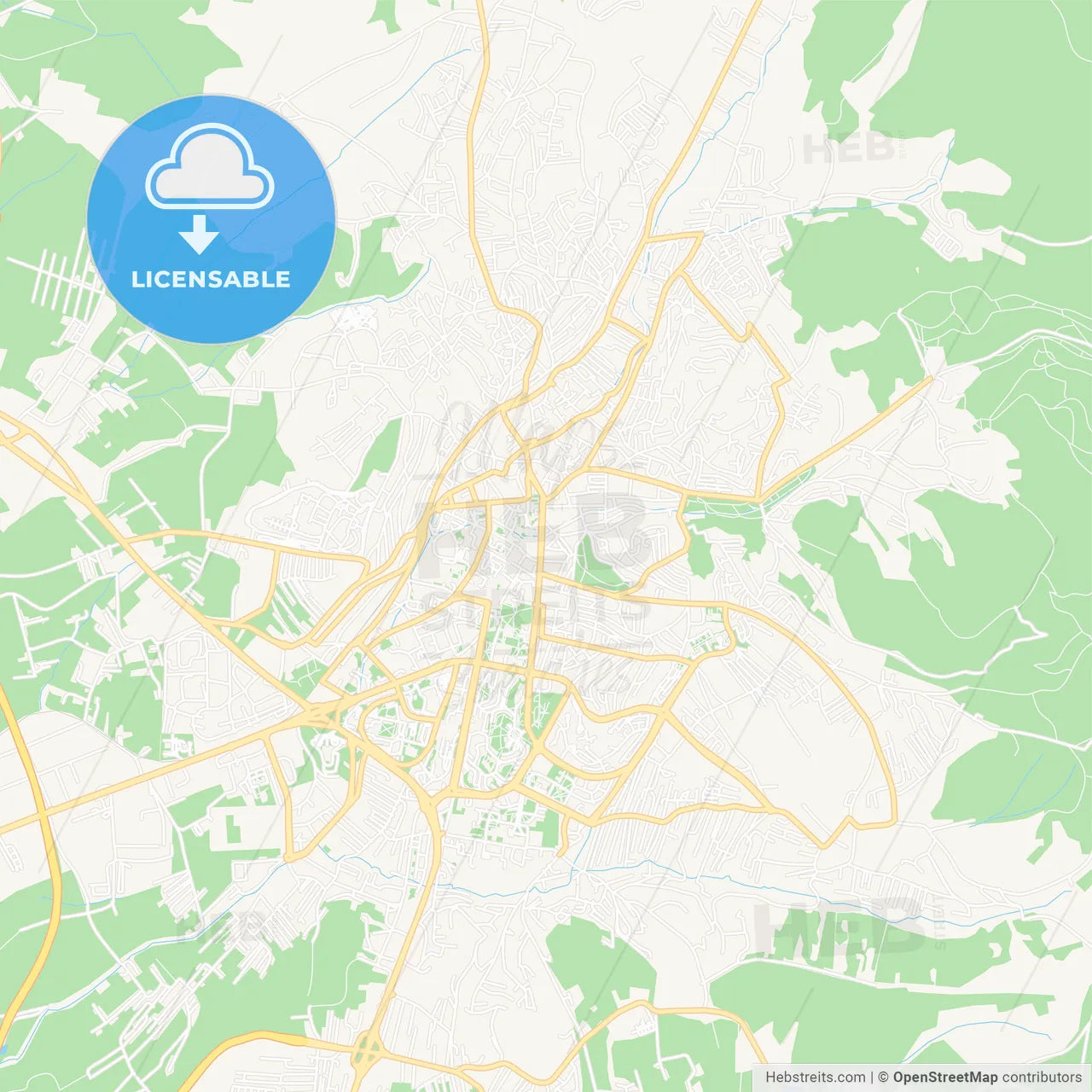 Prishtine / Pristina, Kosovo Vector Map - Classic Colors – HEBSTREITS