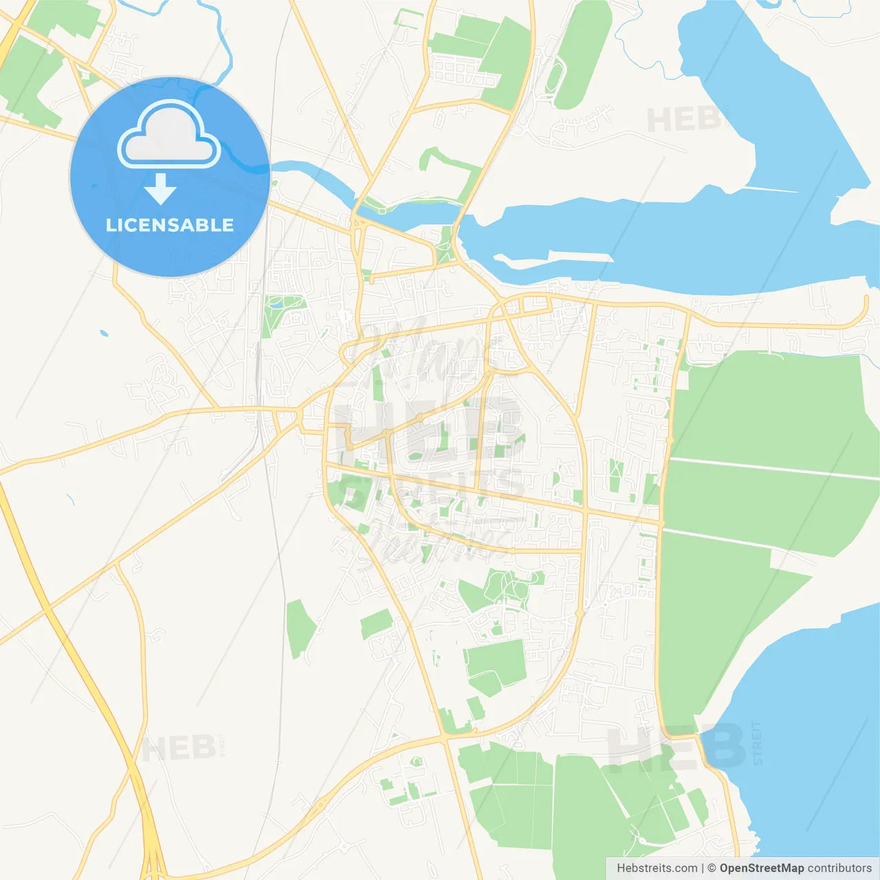 Dundalk, Ireland Vector Map - Classic Colors – HEBSTREITS