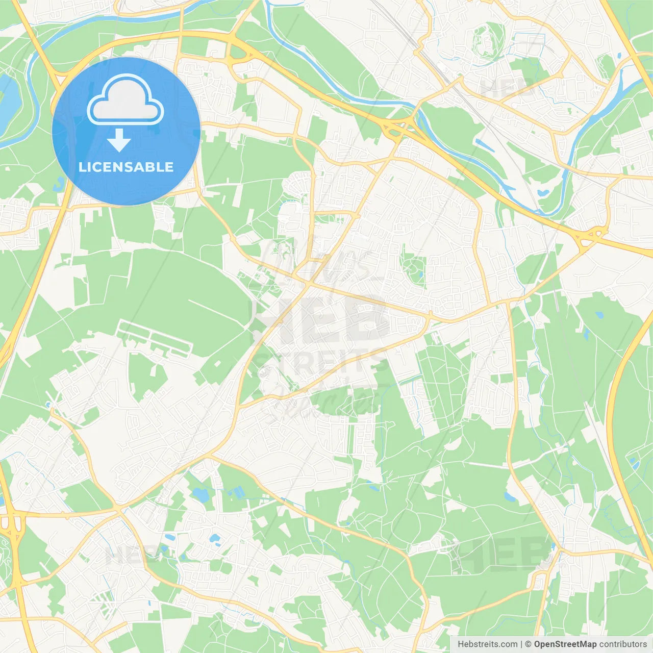 Sankt Augustin, Germany Vector Map - Classic Colors – HEBSTREITS