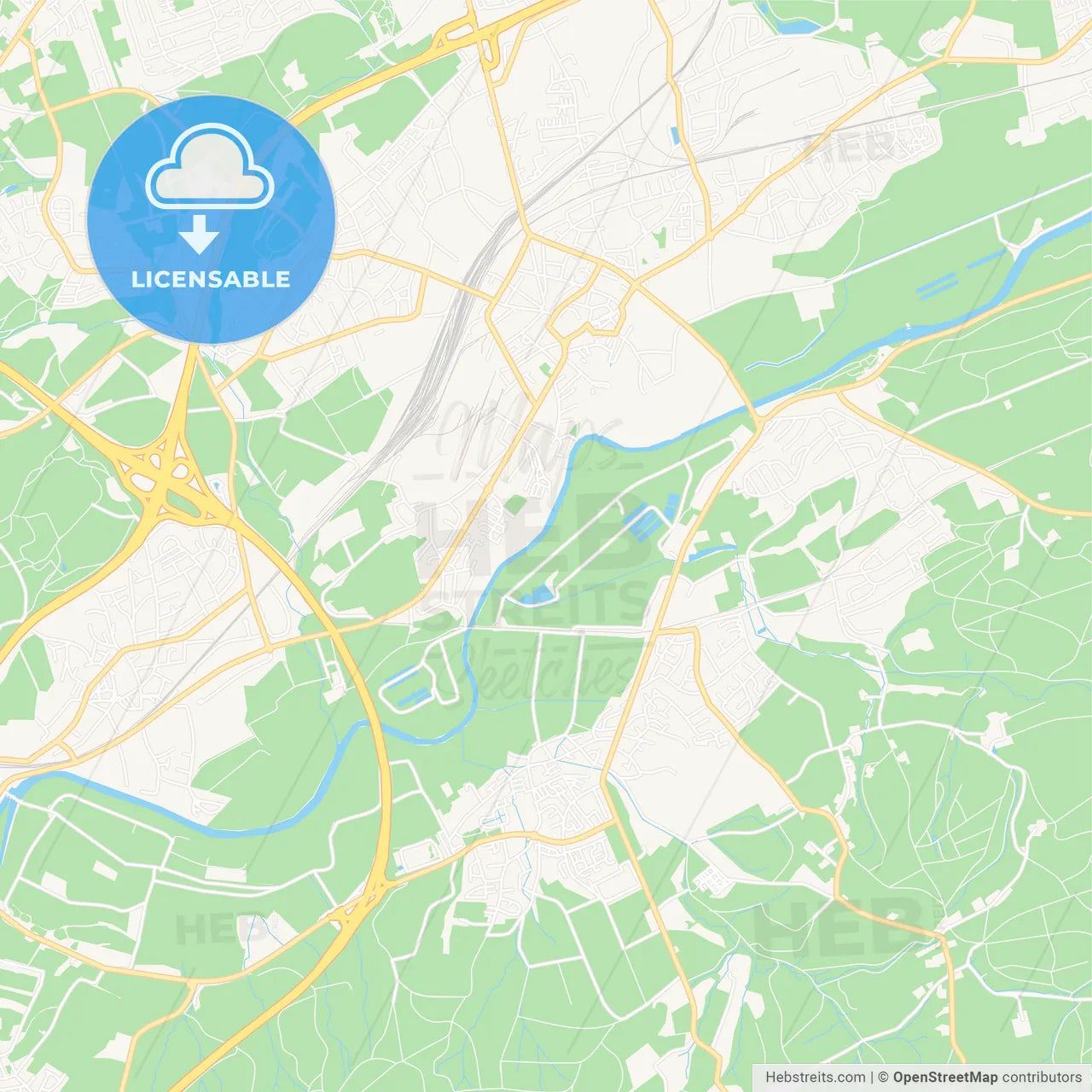 Schwerte, Germany Vector Map - Classic Colors – HEBSTREITS
