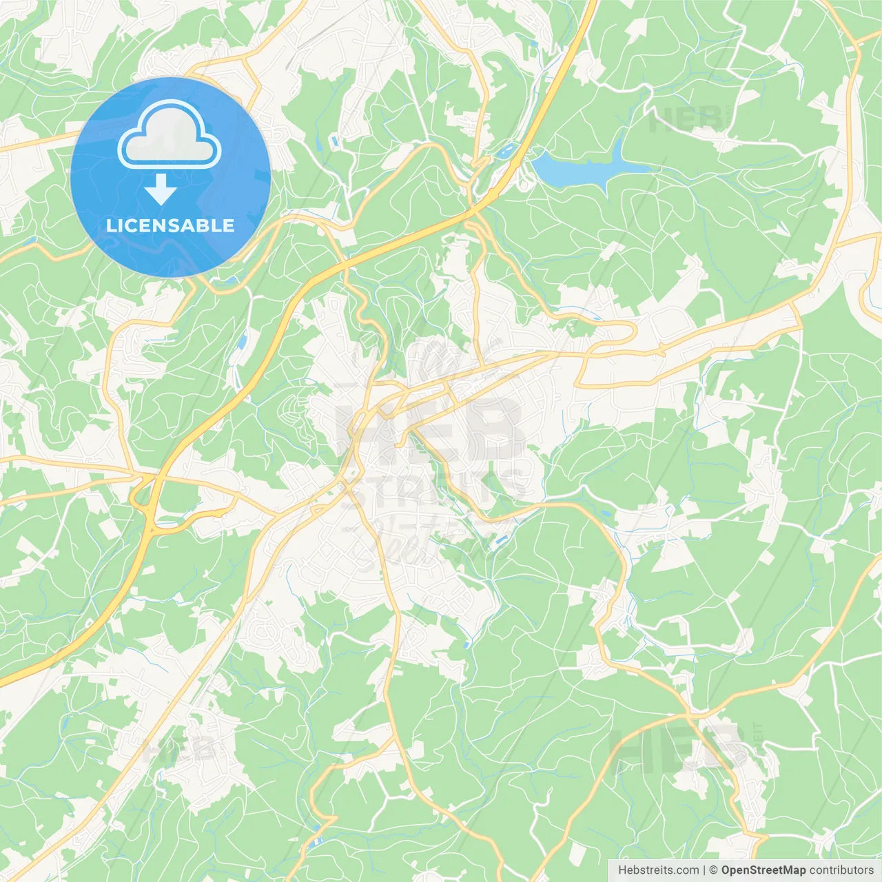 Wermelskirchen, Germany Vector Map - Classic Colors – HEBSTREITS