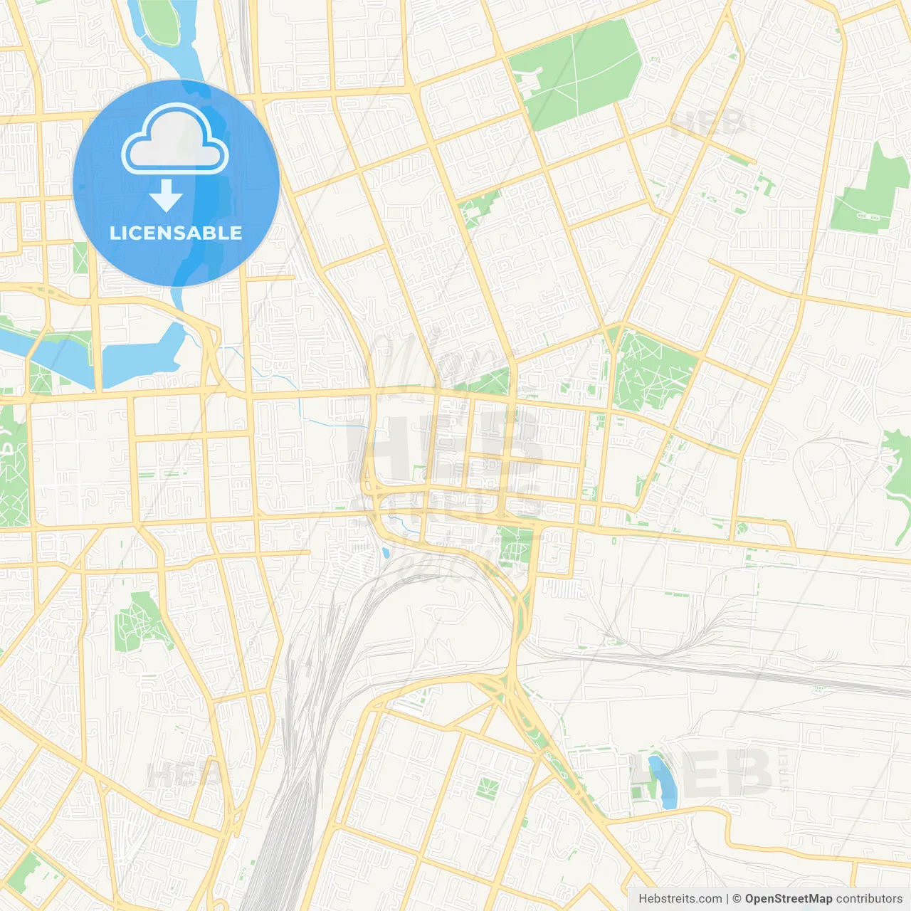 Chelyabinsk, Russia Vector Map - Classic Colors – HEBSTREITS