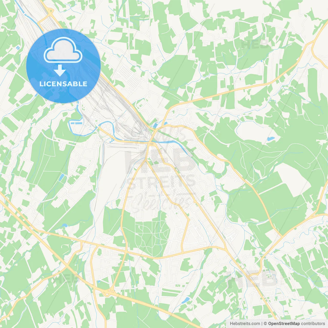 Trinec, Czechia Vector Map - Classic Colors – HEBSTREITS