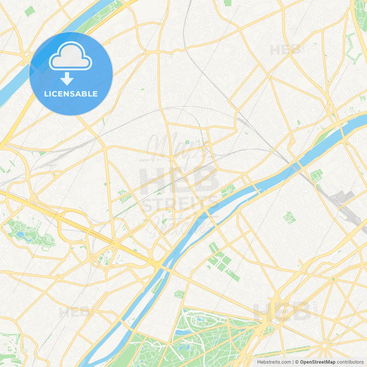 Courbevoie, France Vector Map - Classic Colors – HEBSTREITS