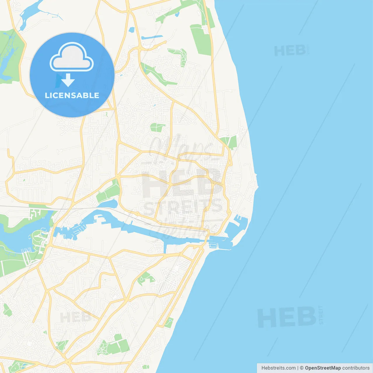 Lowestoft, England Vector Map - Classic Colors – HEBSTREITS