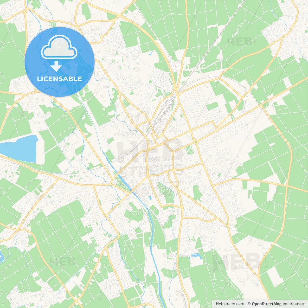 Duren, Germany Vector Map - Classic Colors – HEBSTREITS