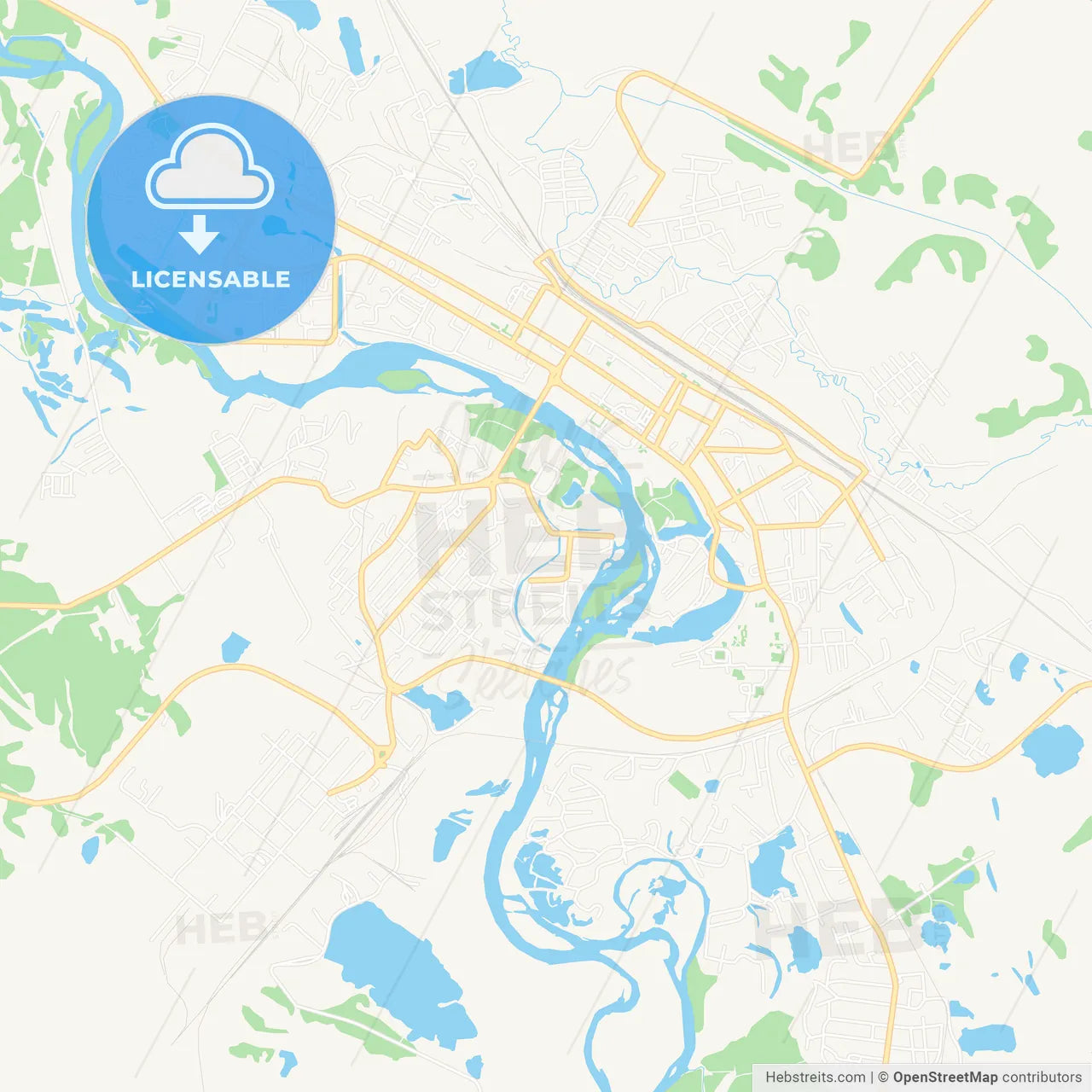 Birobidzhan, Russia Vector Map - Classic Colors – HEBSTREITS