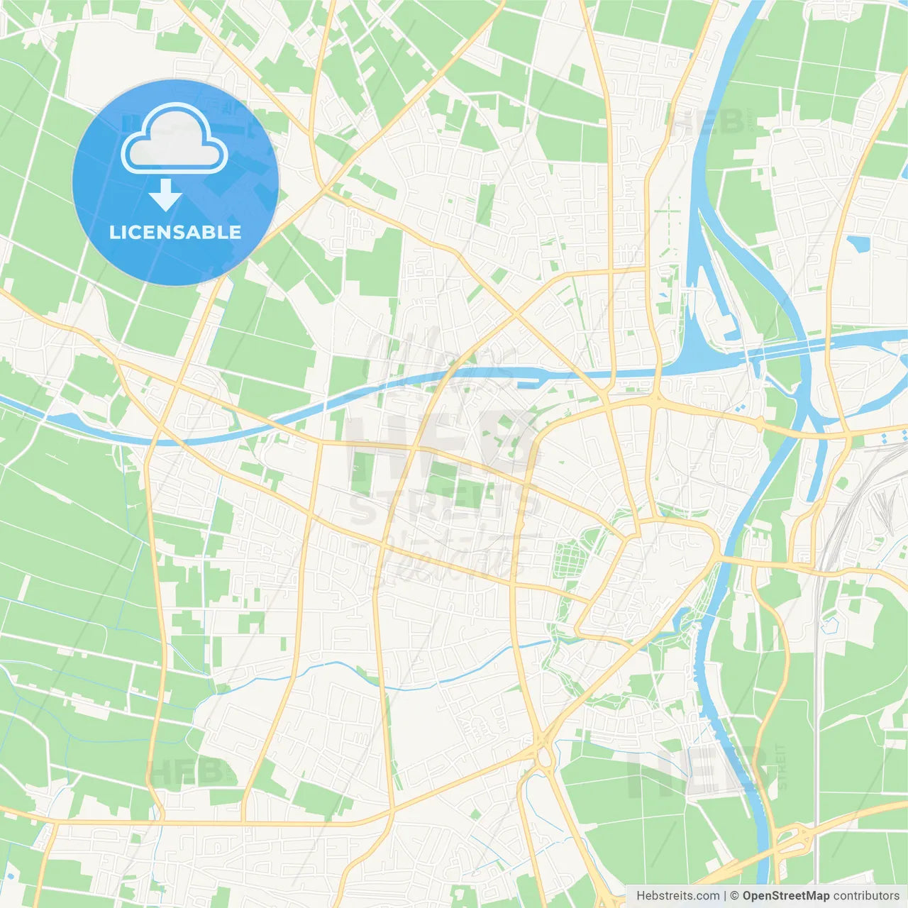 Minden, Germany Vector Map - Classic Colors – HEBSTREITS