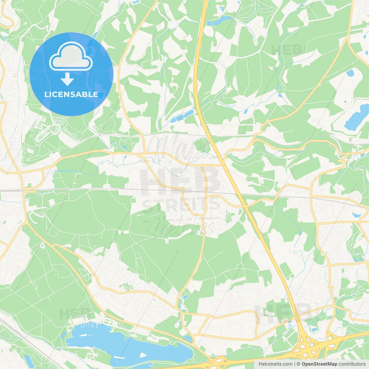 Erkrath, Germany Vector Map - Classic Colors – HEBSTREITS