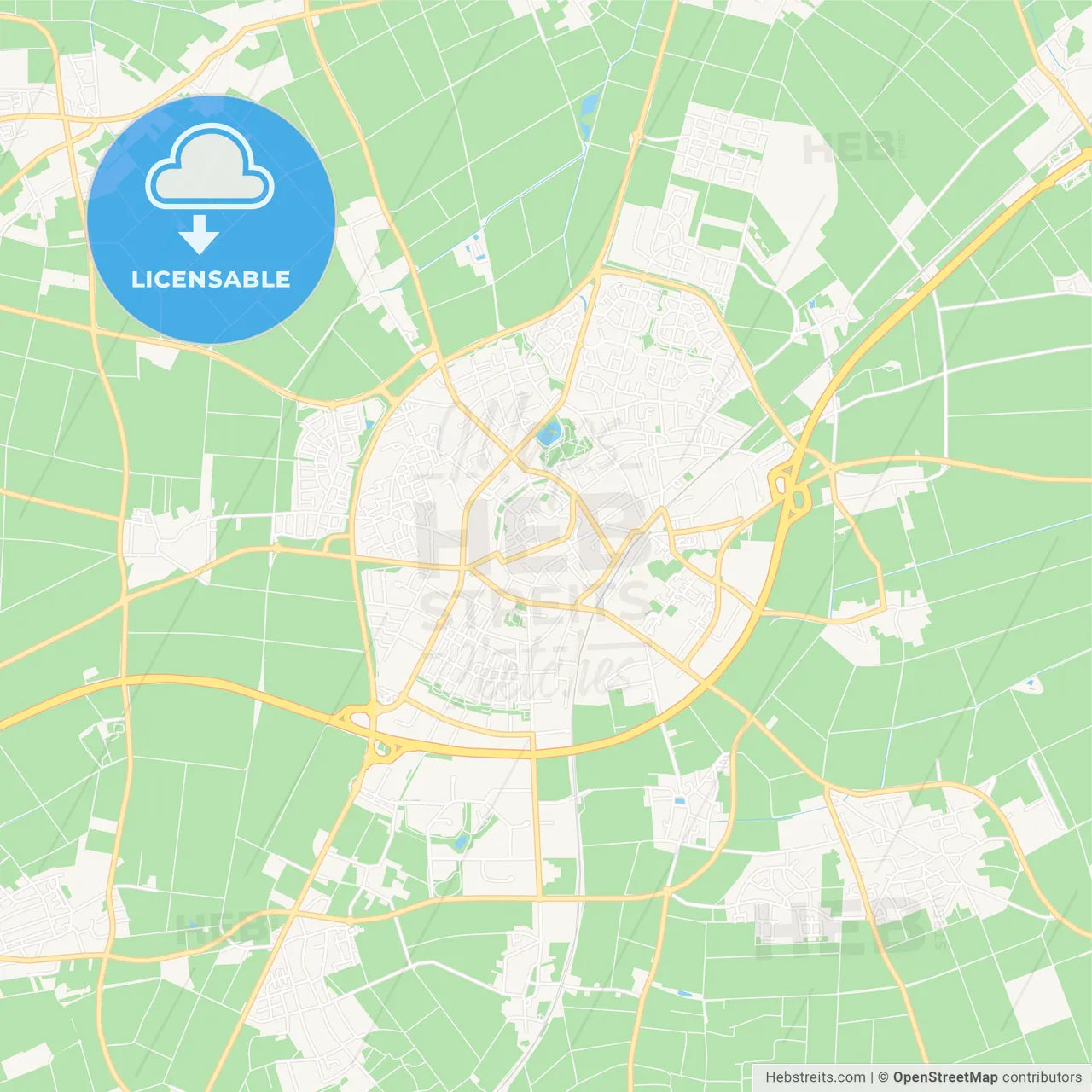 Erkelenz, Germany Vector Map - Classic Colors – HEBSTREITS