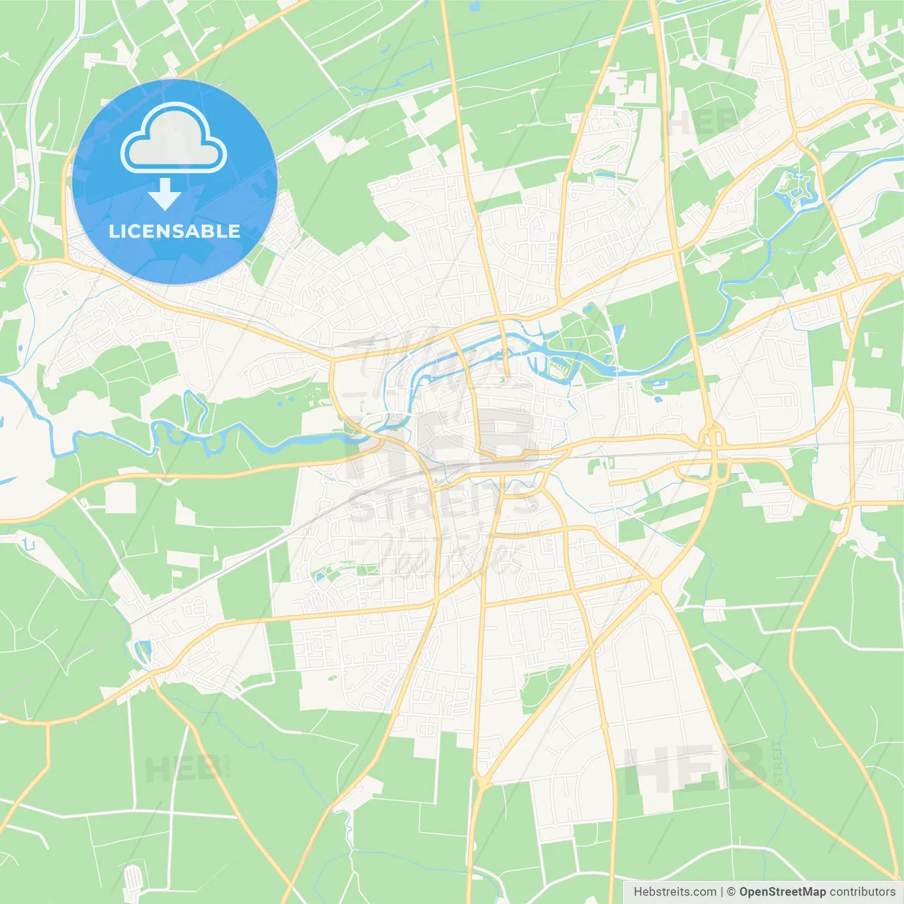 Lippstadt, Germany Vector Map - Classic Colors – HEBSTREITS