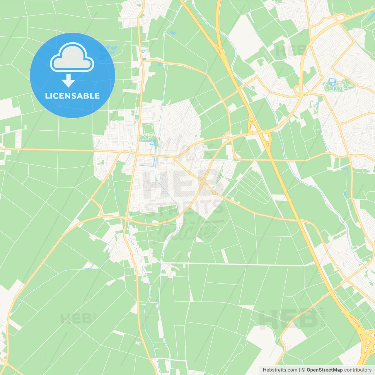 Erftstadt, Germany Vector Map - Classic Colors – HEBSTREITS
