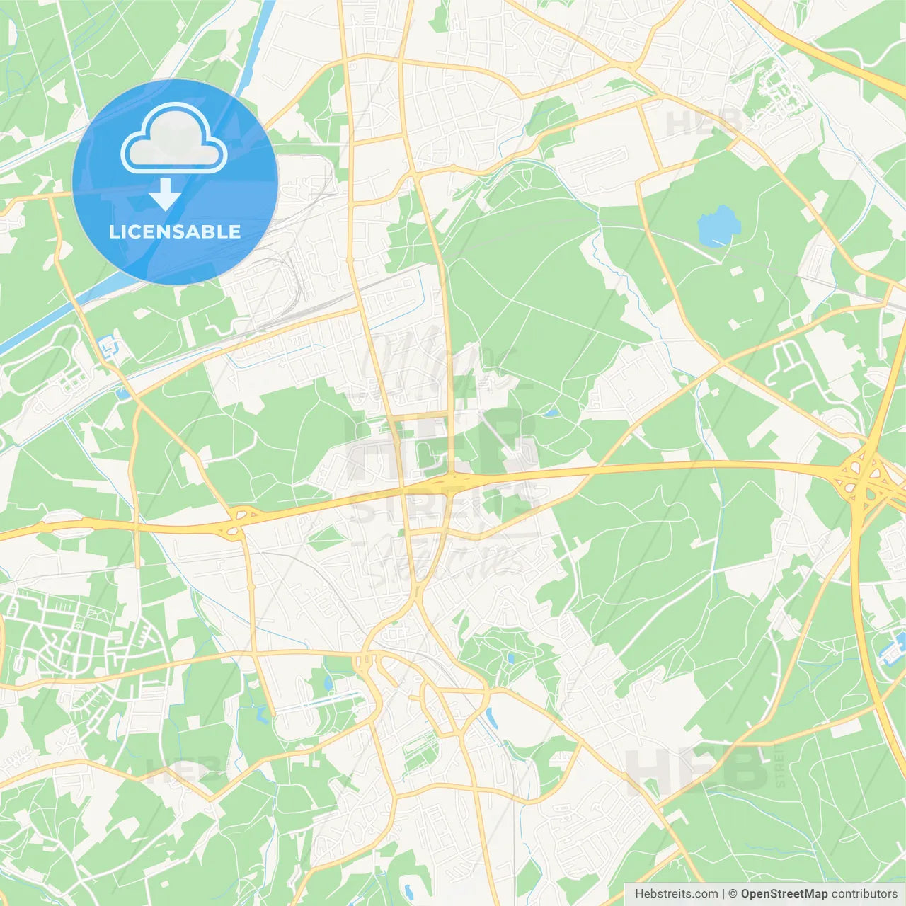 Castrop-Rauxel, Germany Vector Map - Classic Colors – HEBSTREITS