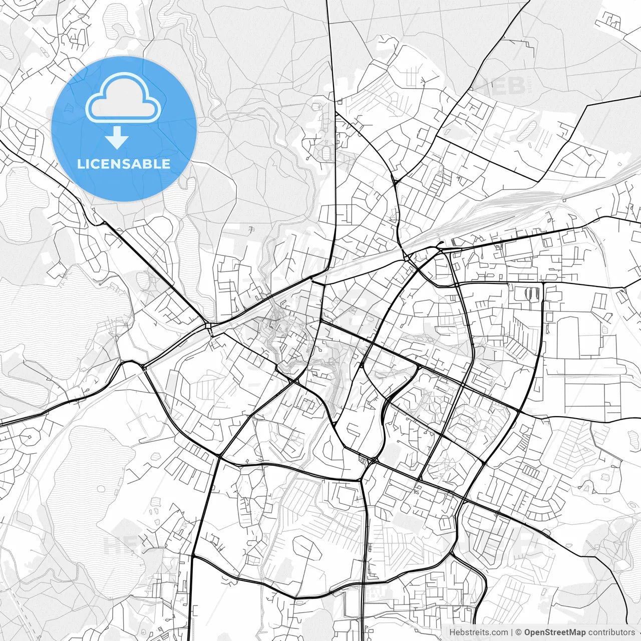 Vector Pdf Map Of Olsztyn, Poland – HEBSTREITS