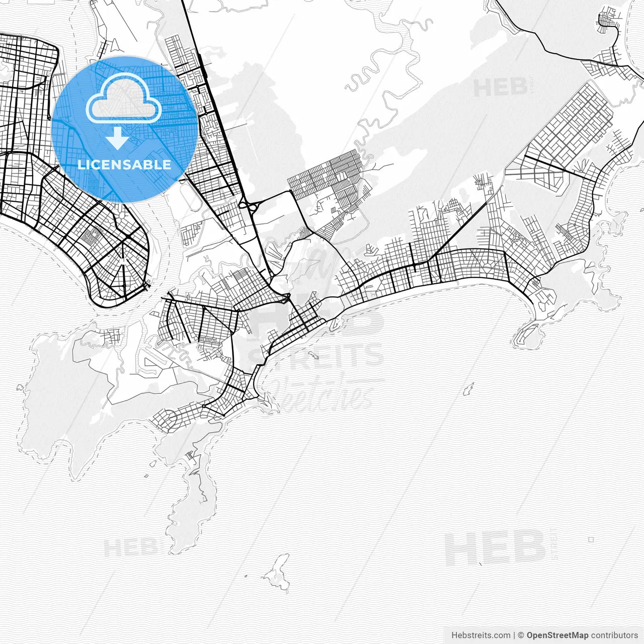 Vector Pdf Map Of Guaruja, Brazil – HEBSTREITS