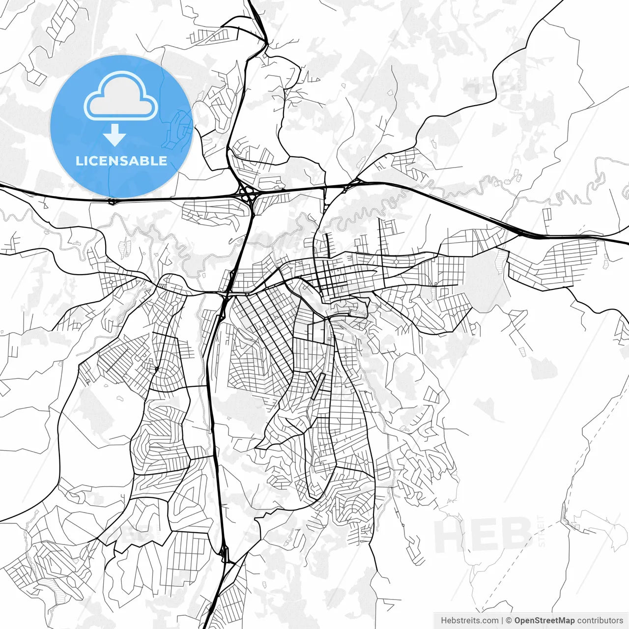 Vector Pdf Map Of Atibaia, Brazil – HEBSTREITS