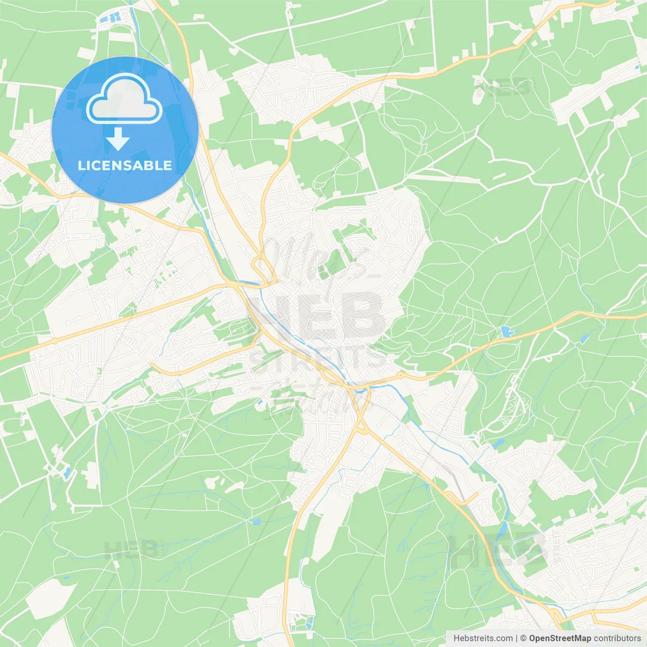 Menden (Sauerland), Germany Vector Map - Classic Colors – HEBSTREITS