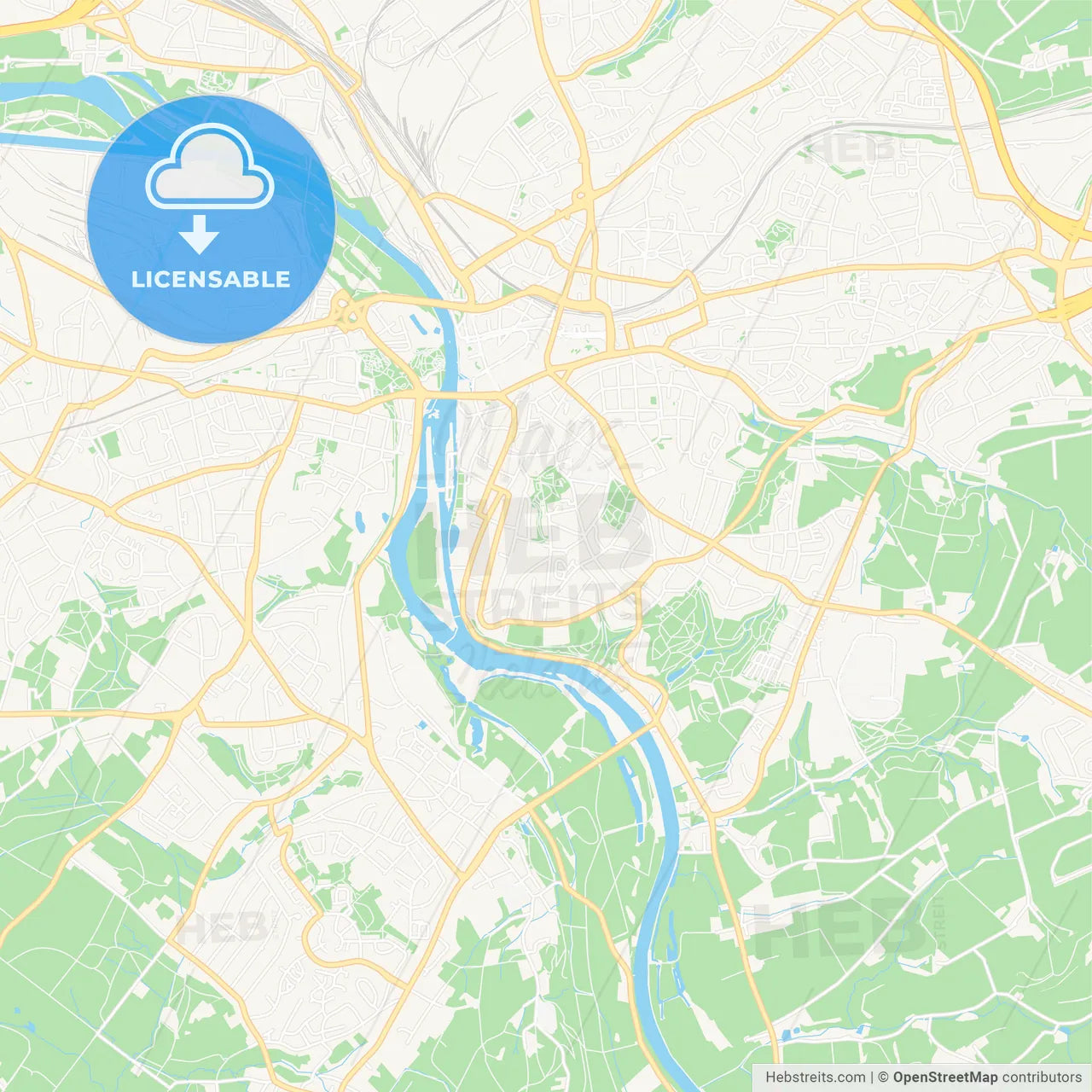 Mulheim An Der Ruhr, Germany Vector Map - Classic Colors – HEBSTREITS