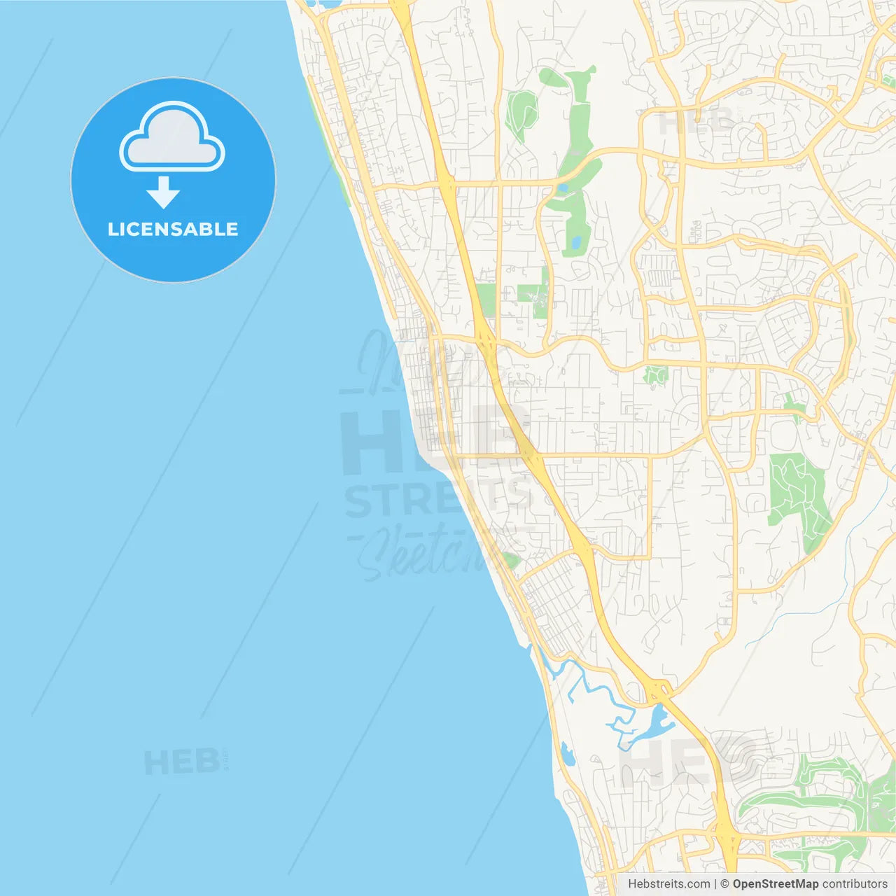 Empty Vector Map Of Encinitas, California, Usa – HEBSTREITS