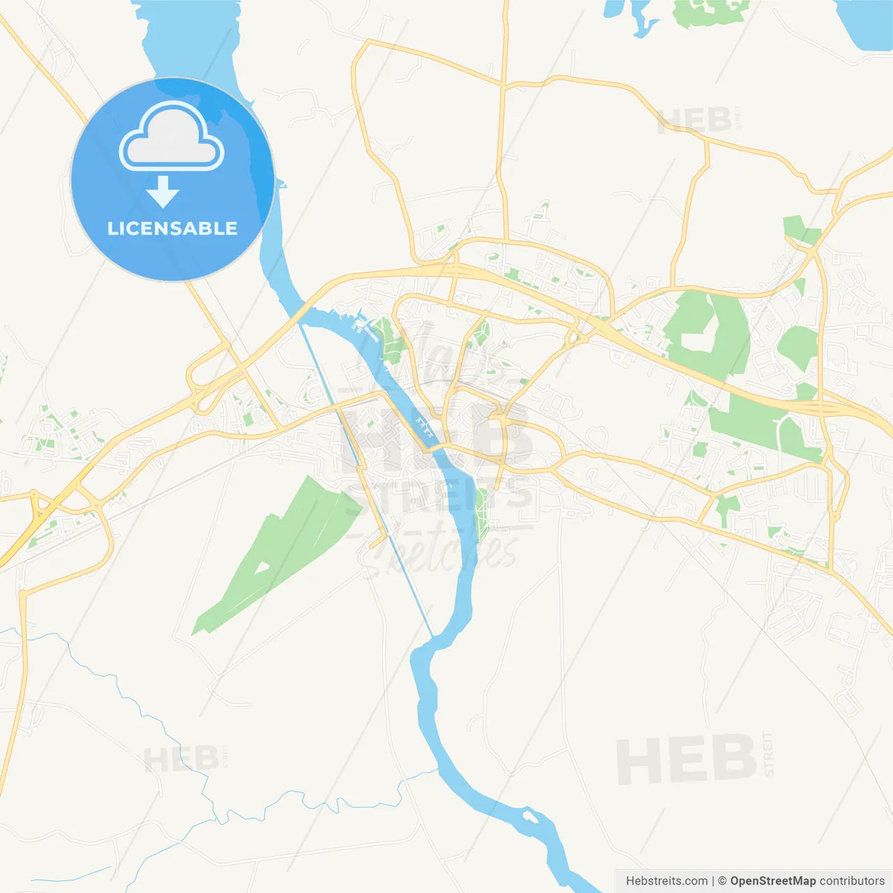 Athlone, Ireland Vector Map - Classic Colors – HEBSTREITS