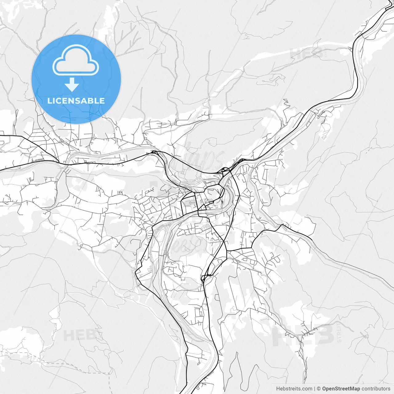 Vector Pdf Map Of Bad Ischl, Austria – HEBSTREITS