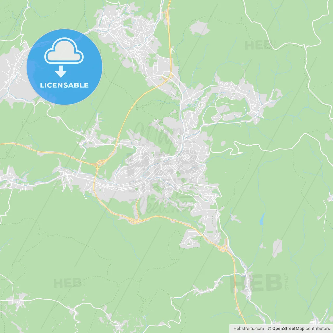 Suhl, Germany Printable Street Map – HEBSTREITS